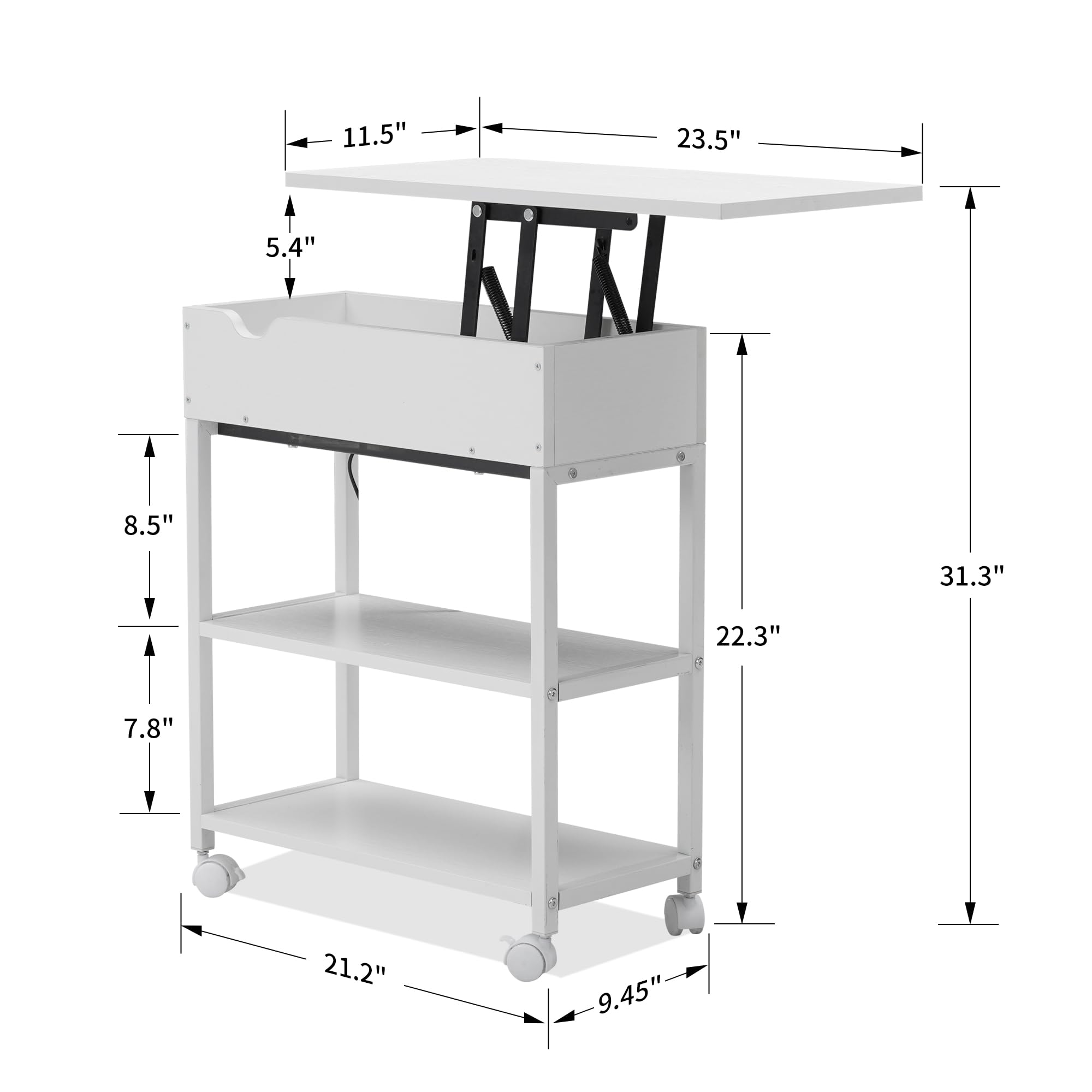 Lift Top End Table with Charging Station, Narrow Side Table with USB ...