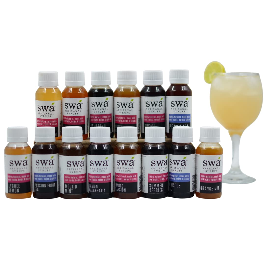 Swa Artisanal Syrups - Sample Pack of 14, 100% Natural, Makes 30-40 ...