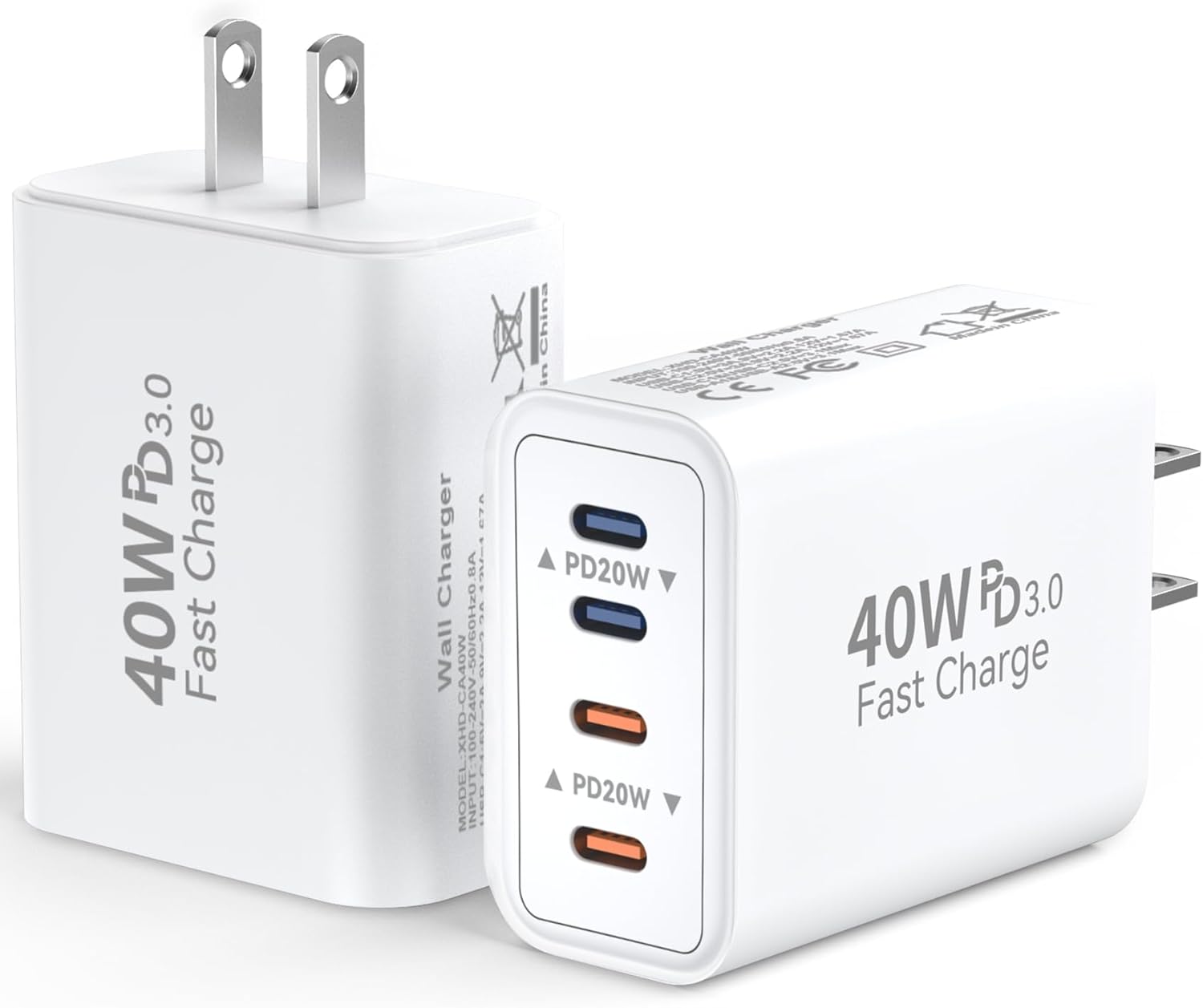 Amazon.com: USB C Wall Fast Chargers Block, 40W 4-Port Type C Chargers ...