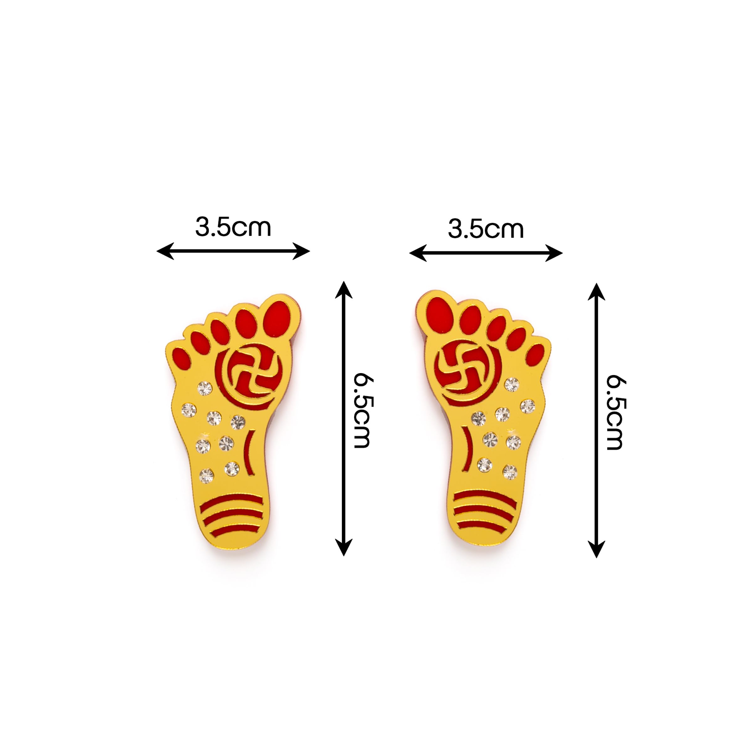 Diwali Decoration Sticker Acrylic Lakshmi Charan Paduka Feet 1 Pairs ...