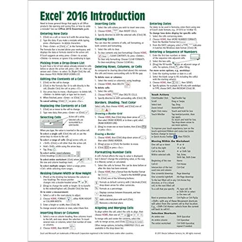 Snapklik.com : Microsoft Excel 2016 Introduction Quick Reference Guide - Windows Version