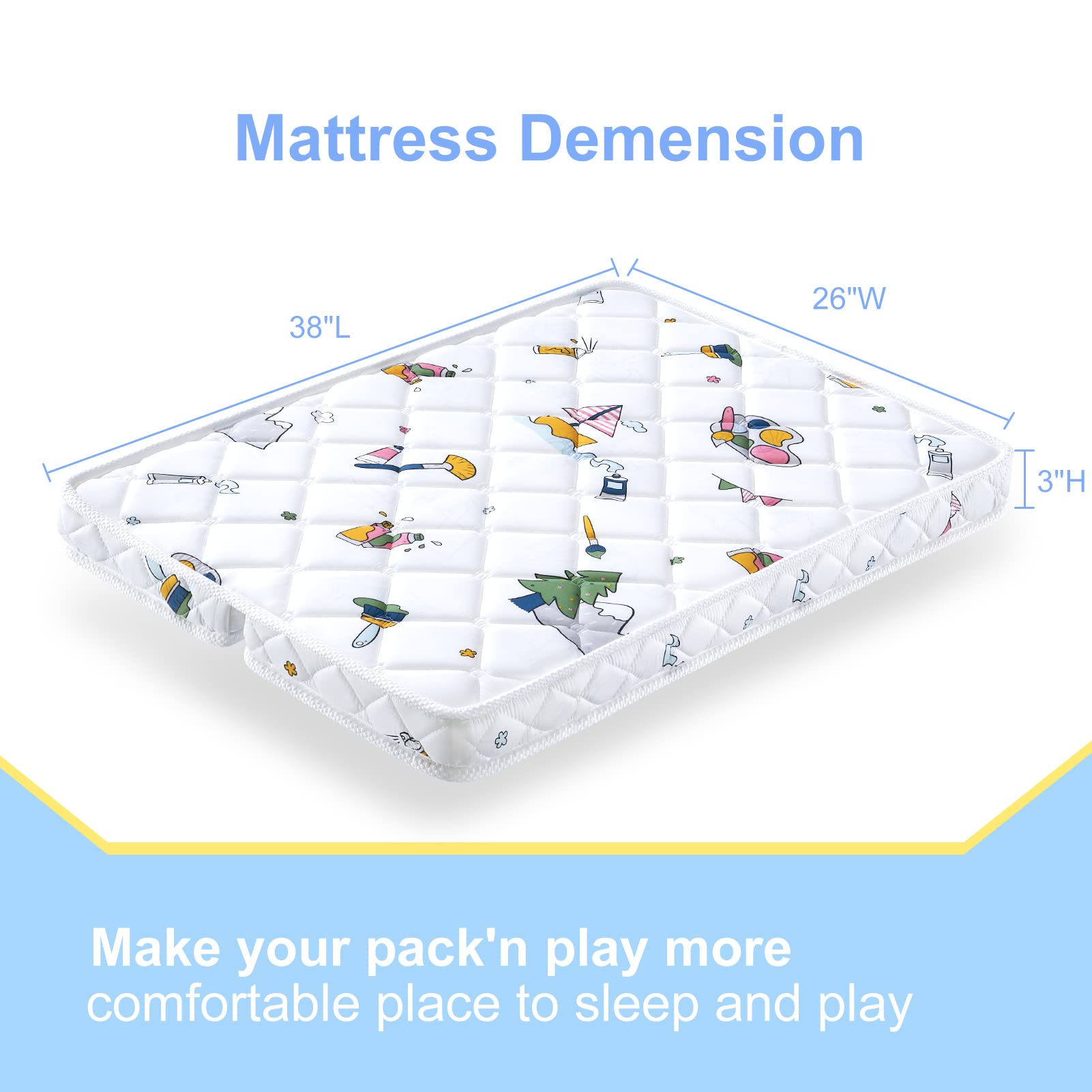 Foldable Pack and Play Mattress Topper Fits for Graco & Baby Trend ...