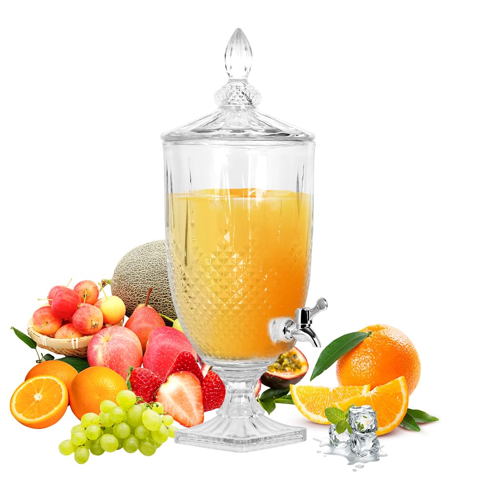 Amazon.com | 1.3 Gallon Glass Drink Dispensers - Vintage Crystal Iced ...