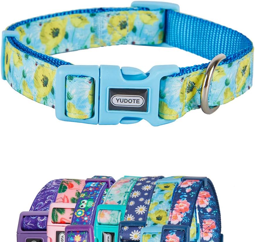 YUDOTE Flower Print Nylon Dog Collars Spring Summer Seasonal Themed for ...