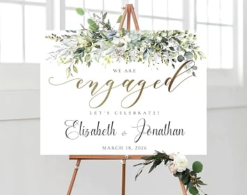Amazon.com: Personalized Engagement Welcome Sign, Engagement Party Sign ...