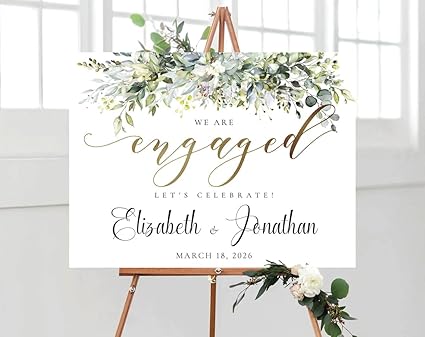 Amazon.com: Personalized Engagement Welcome Sign, Engagement Party Sign ...