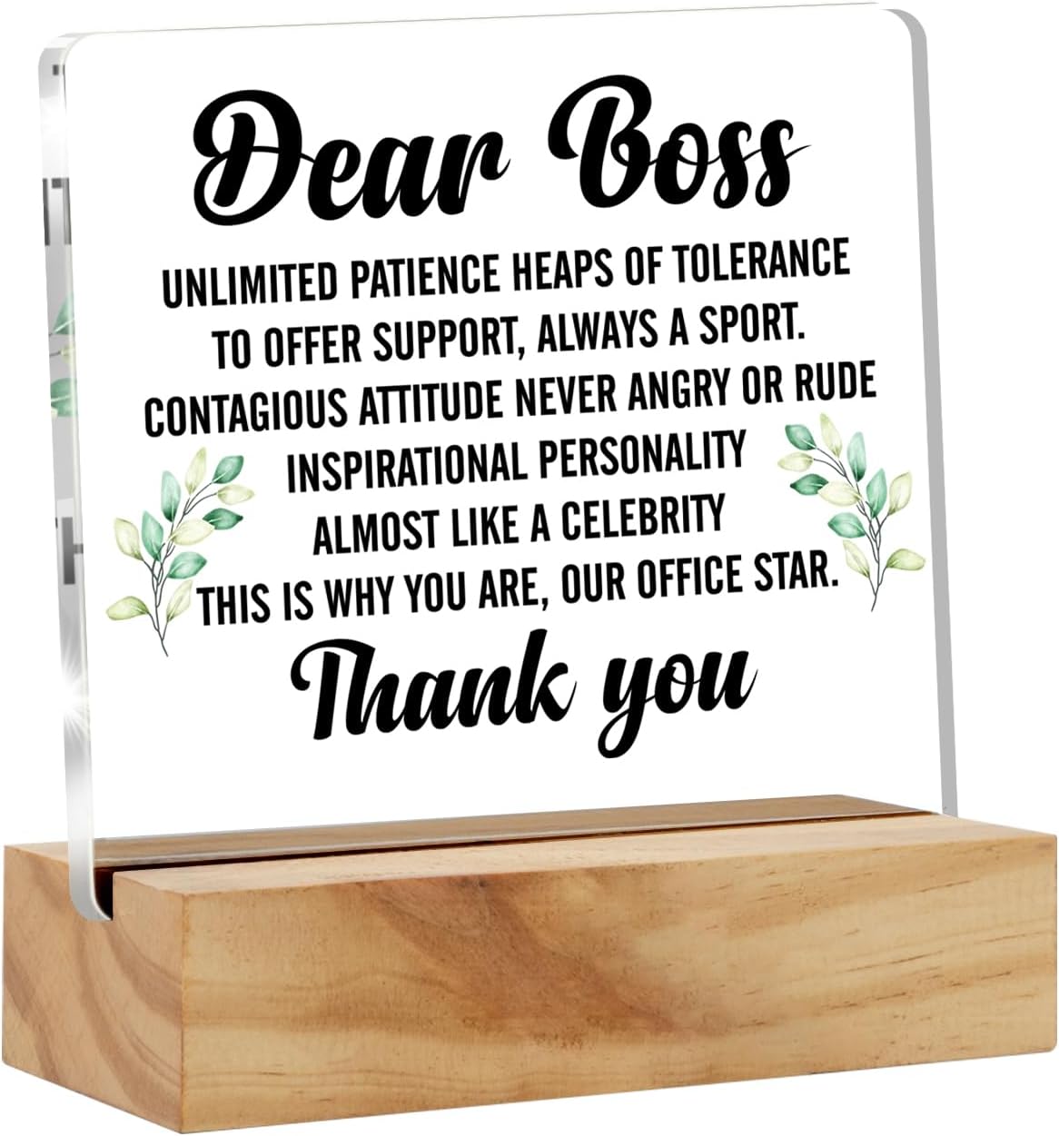 Amazon.com: Appreciation Boss Gifts: Thank You Desk Plaque Sign with ...