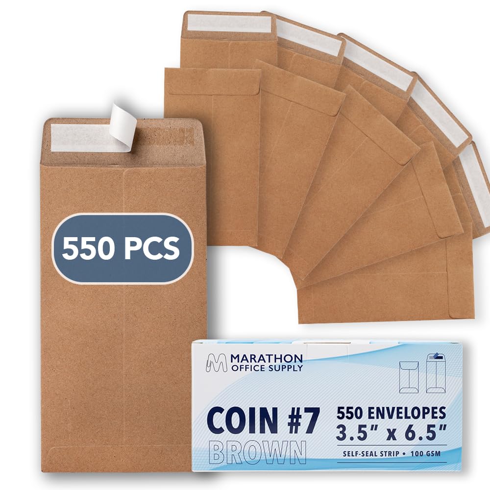 Amazon.com : MOS #7 Coin Envelopes – 3-1/2" x 6-1/2" Brown Self-Seal ...