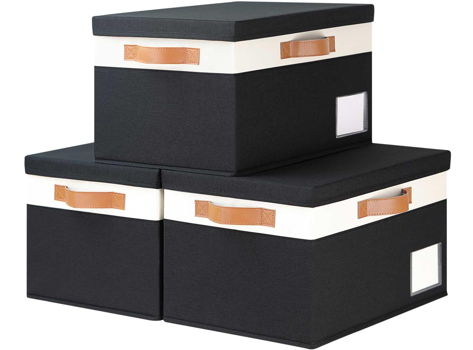 TxvzgHome Fabric Storage Bins with Lids 3 Pack | Large Fabric Storage ...