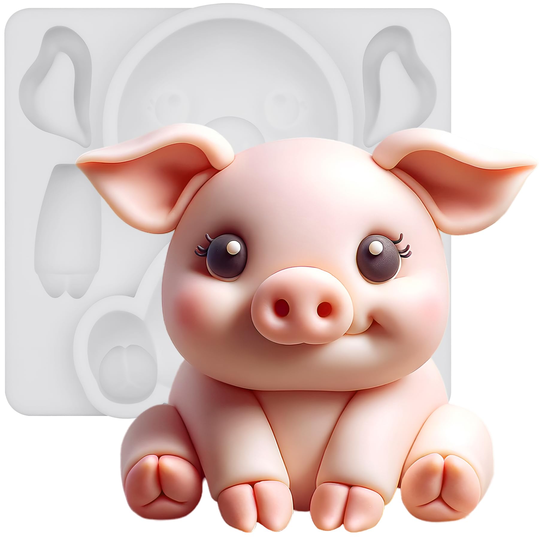 Amazon.com: Fondant Mold Pig Farm Animal Cake Topper 2.9 Inches Tall ...