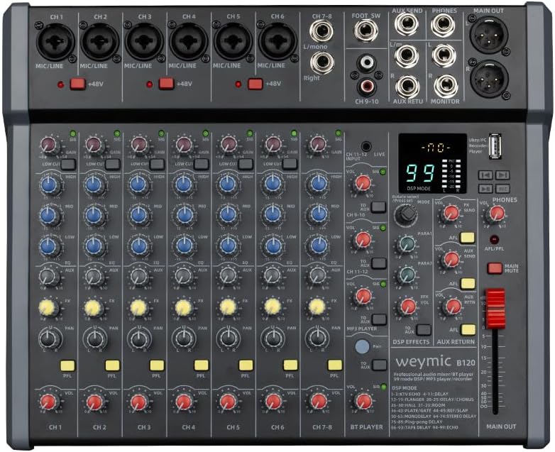 Weymic B-Series Professional Mixer/w 99 DSP Effect/w Graphic Equalizer ...