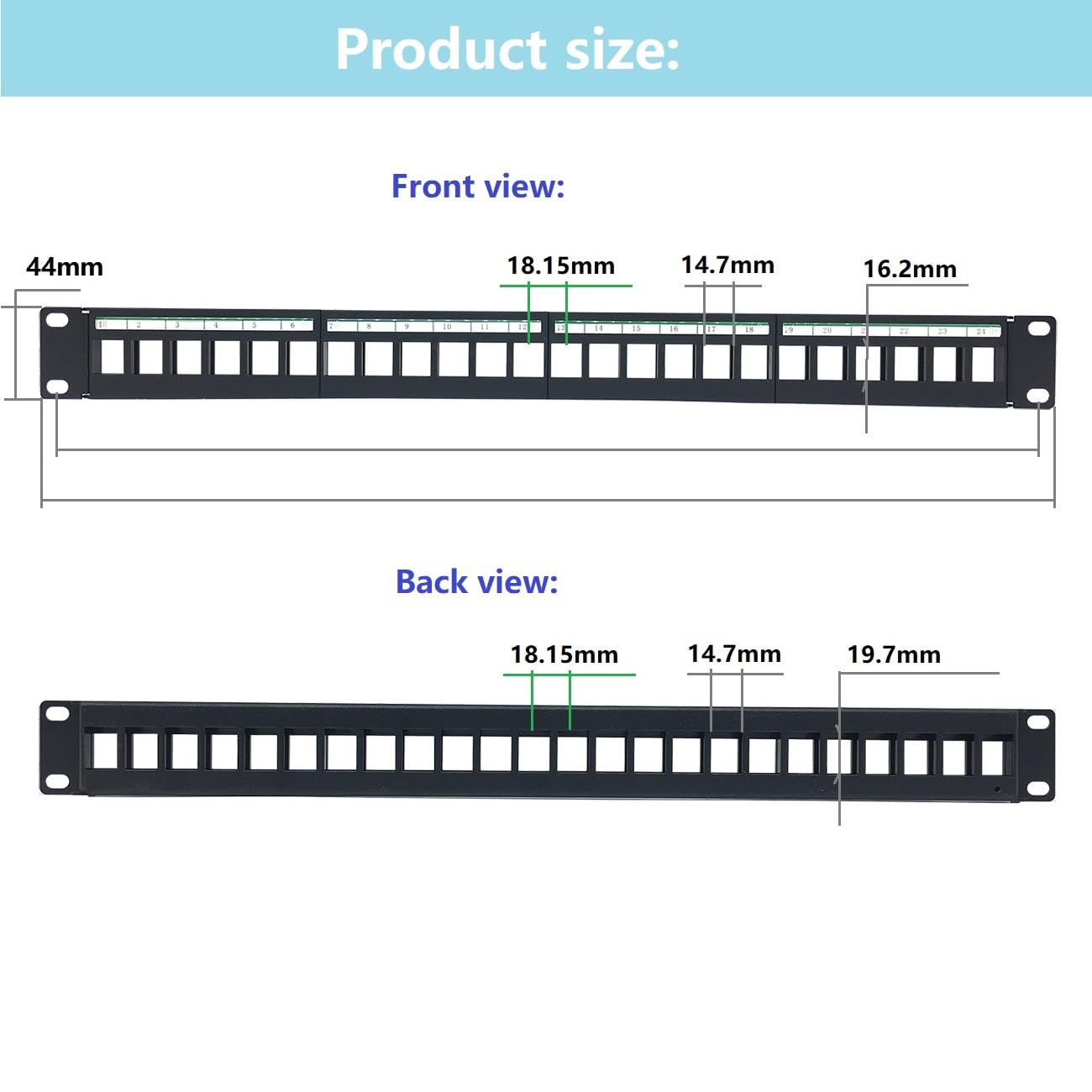 Snapklik.com : JINGCHENGMEI 2 Pack Of 1U Patch Panel 24-Port Blank ...