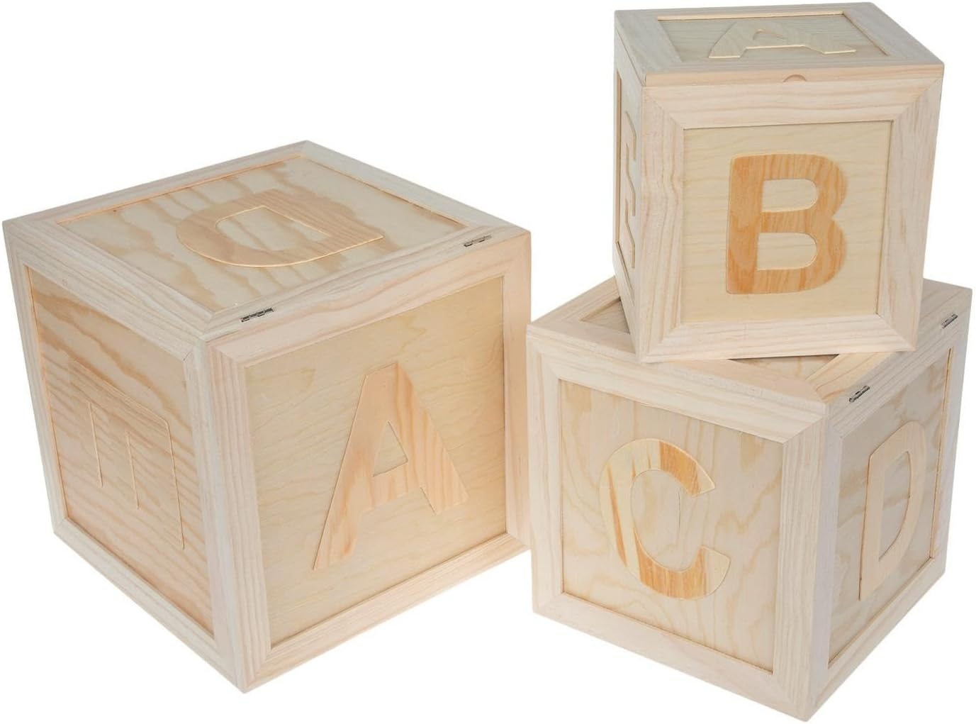 Amazon.com: Hobby Lobby Unfinished Wooden ABC Storage Boxes - Set of 3 ...