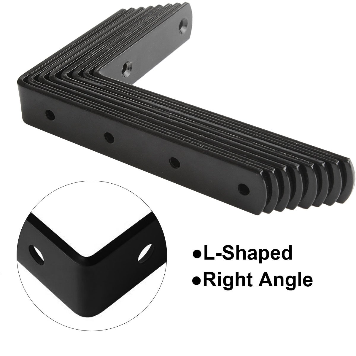 Buy 8 Pcs Black L Corner Bracket Stainless Steel Heavy Duty L Shaped ...