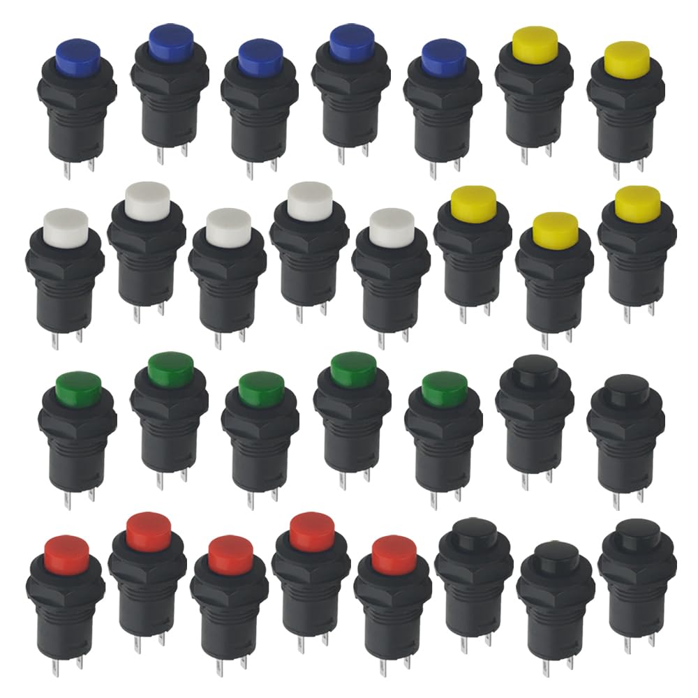 WMYCONGCONG 30 PCS 12mm Self-Locking Latching Push Button Switch AC ...
