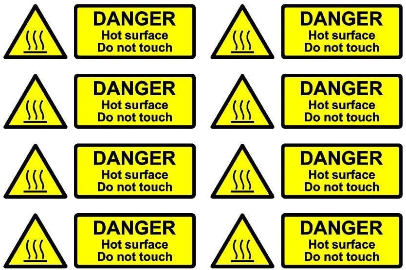 Danger hot surface Safety sign - Pack of 8 150mm x 50mm Self adhesive ...