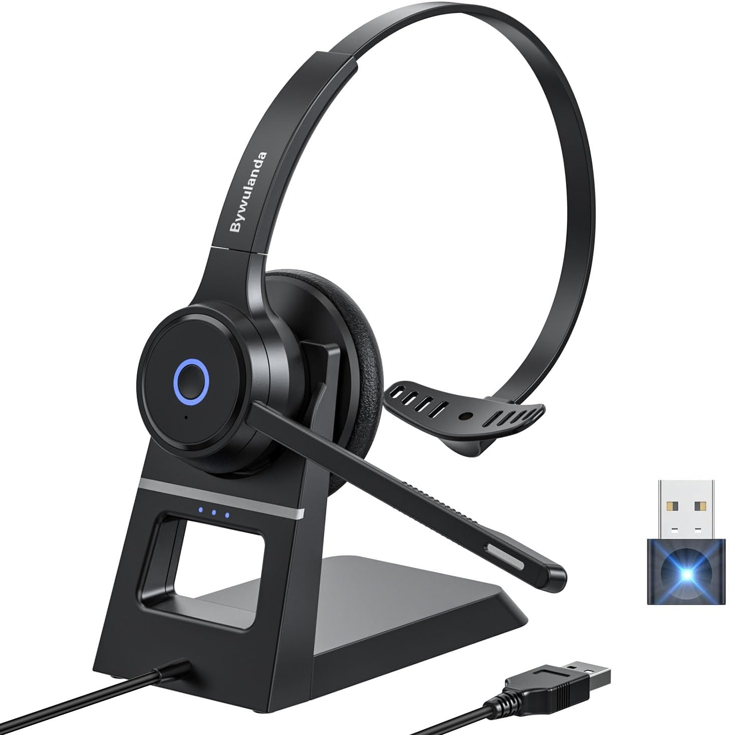 Amazon.com: Bywulanda Wireless Headset with Noise Cancelling Microphone ...