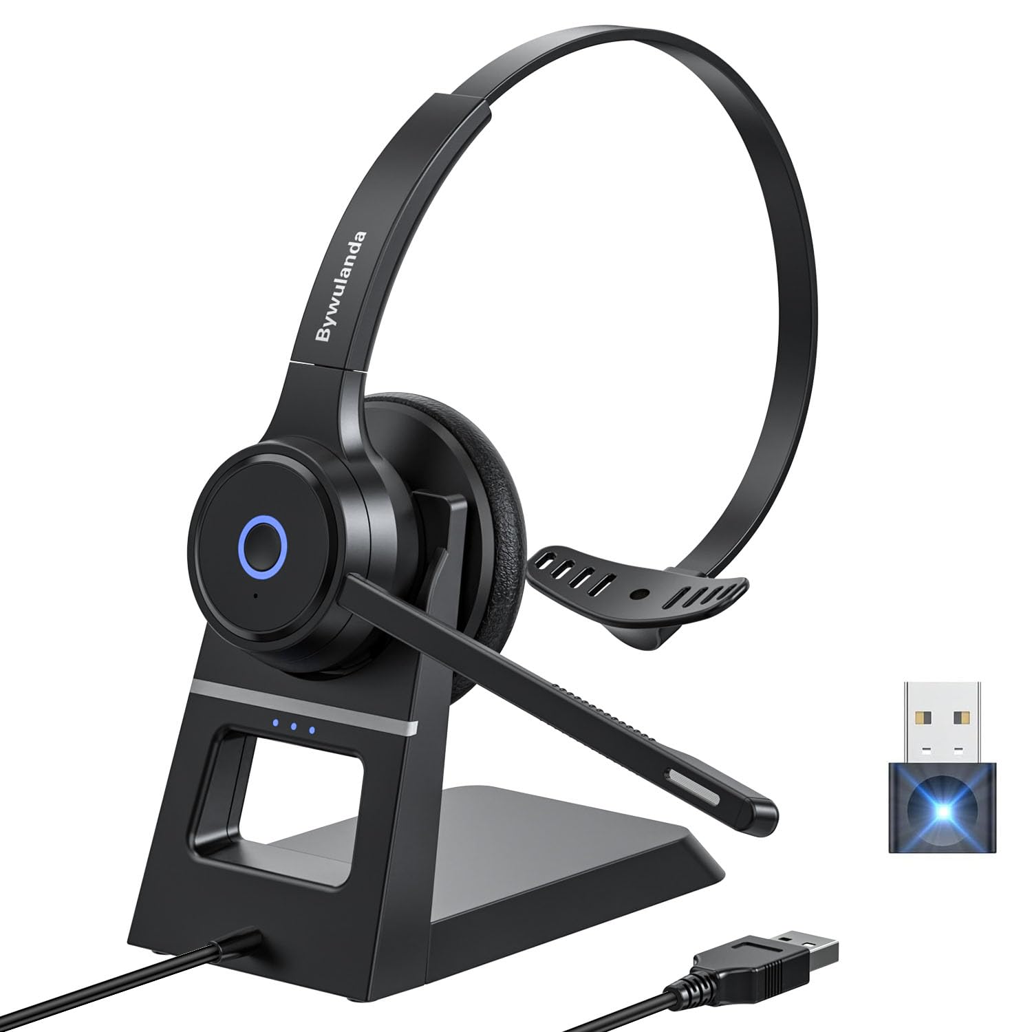 Amazon.com: Bywulanda Wireless Headset with Noise Cancelling Microphone ...