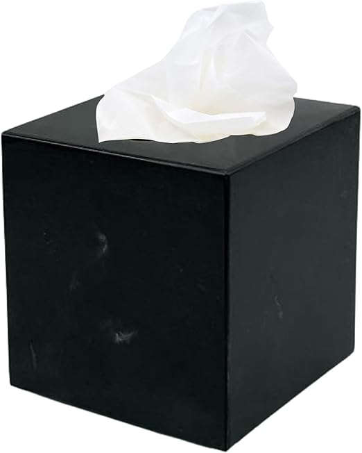 Amazon.com: Natural Marble Tissue Box Cover, Black Bathroom Accessories ...
