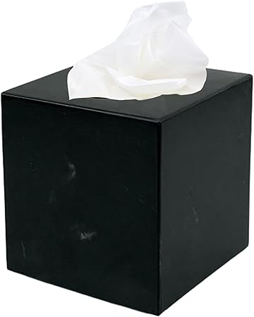 Amazon.com: Natural Marble Tissue Box Cover, Black Bathroom Accessories ...