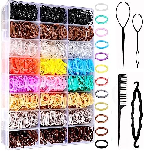 Amazon.com: 2000 Hair Rubber Bands 12 Colors of Colorful Hair Ties With ...