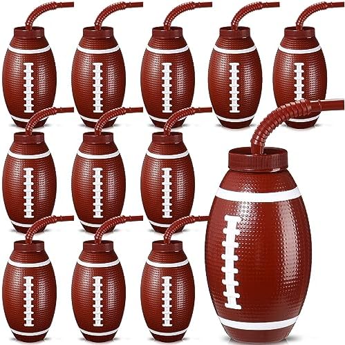 Amazon.com: 24 Pcs Football Ball Cups with Straws and Lids 12 oz ...