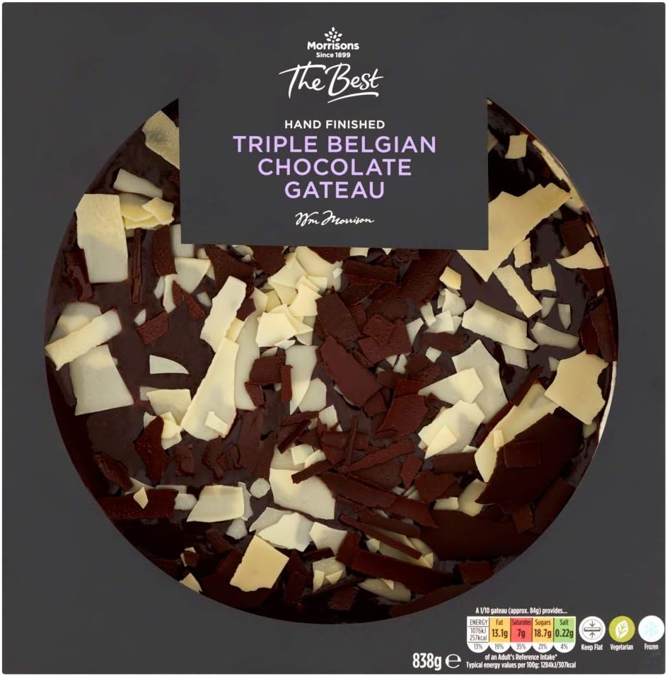 Morrisons The Best Hand Finished Triple Belgian Chocolate Gateau, 831g ...