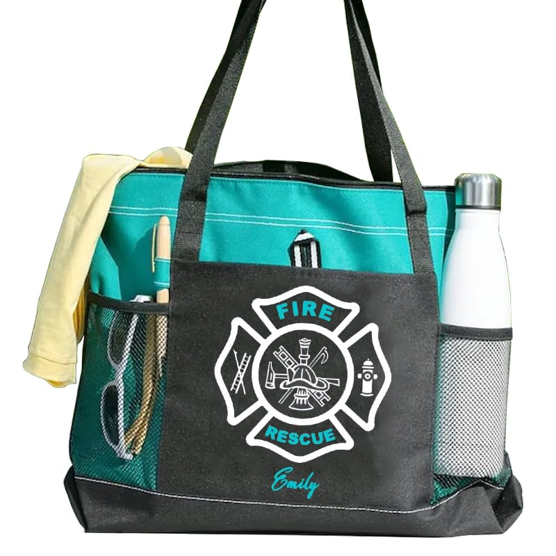 Amazon.com: Firefighter Custom Tote Bag - Fire Rescue Emblem on Maltese ...