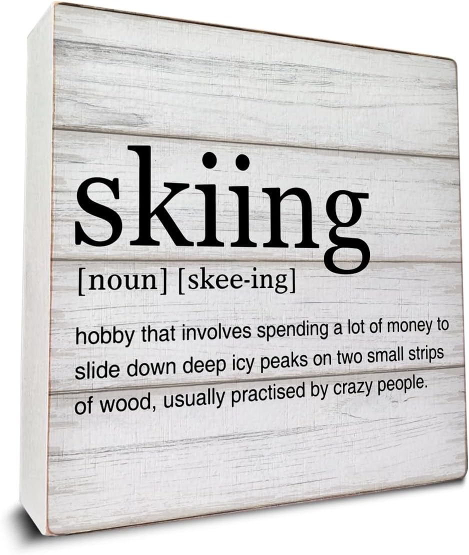 Amazon.com: Skier Gift Skiing Definition Wooden Box Sign Ski Quotes ...