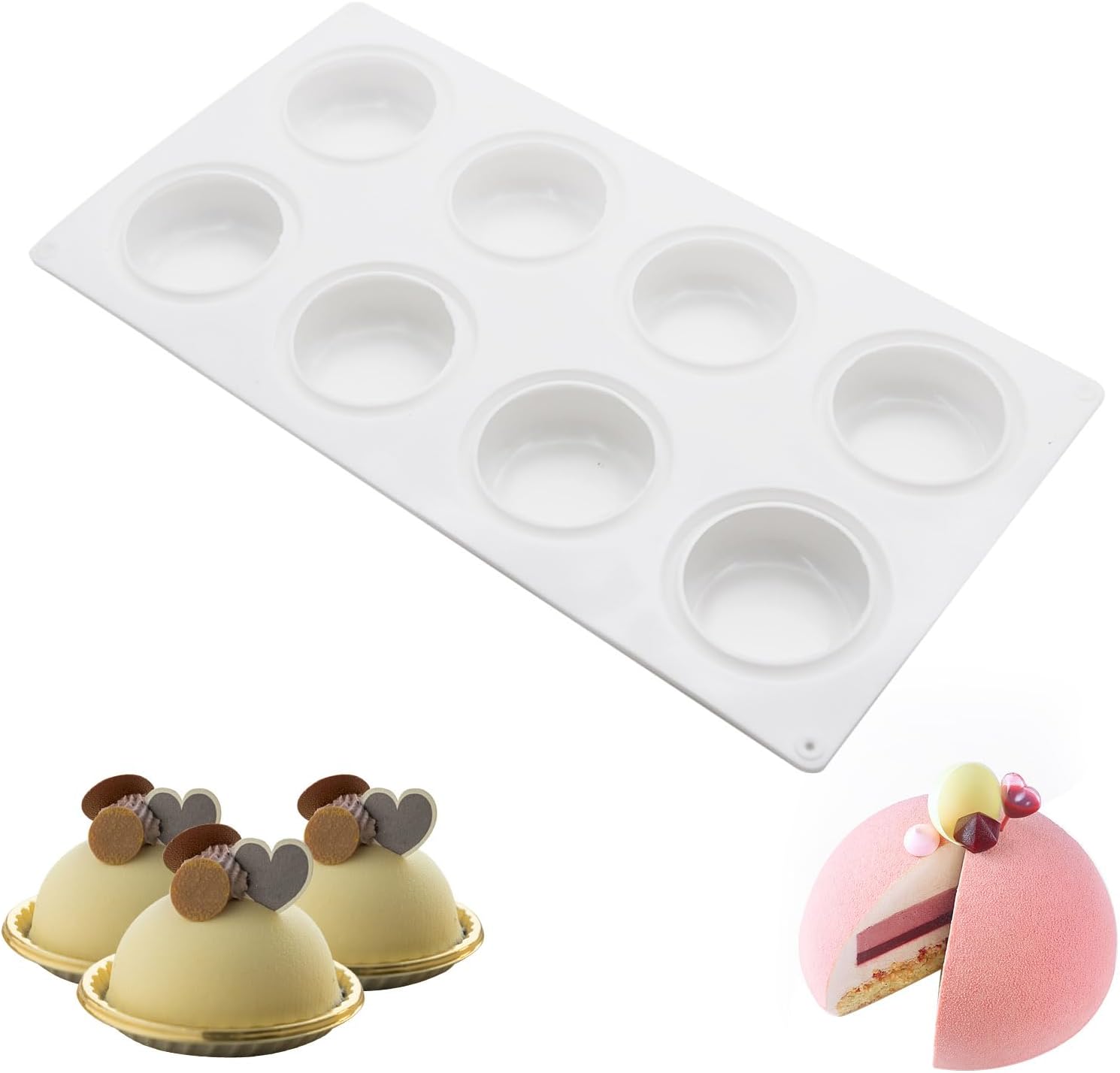 Amazon.com: Mousse Cake Molds 8 Holes Silicone Molds Baking for Mousse ...