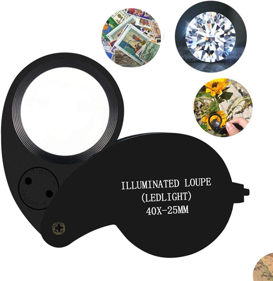 Amazon.com: Beileshi 40X Magnification Loupe Jewelry Magnifier Folding ...
