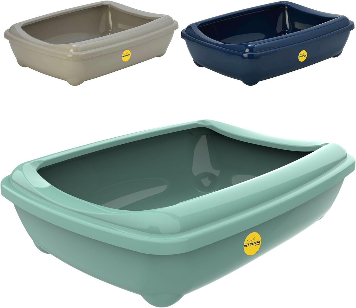 CAT CENTRE Green Open Cat Litter Tray With Rim Large 50cm Kitten Pet ...