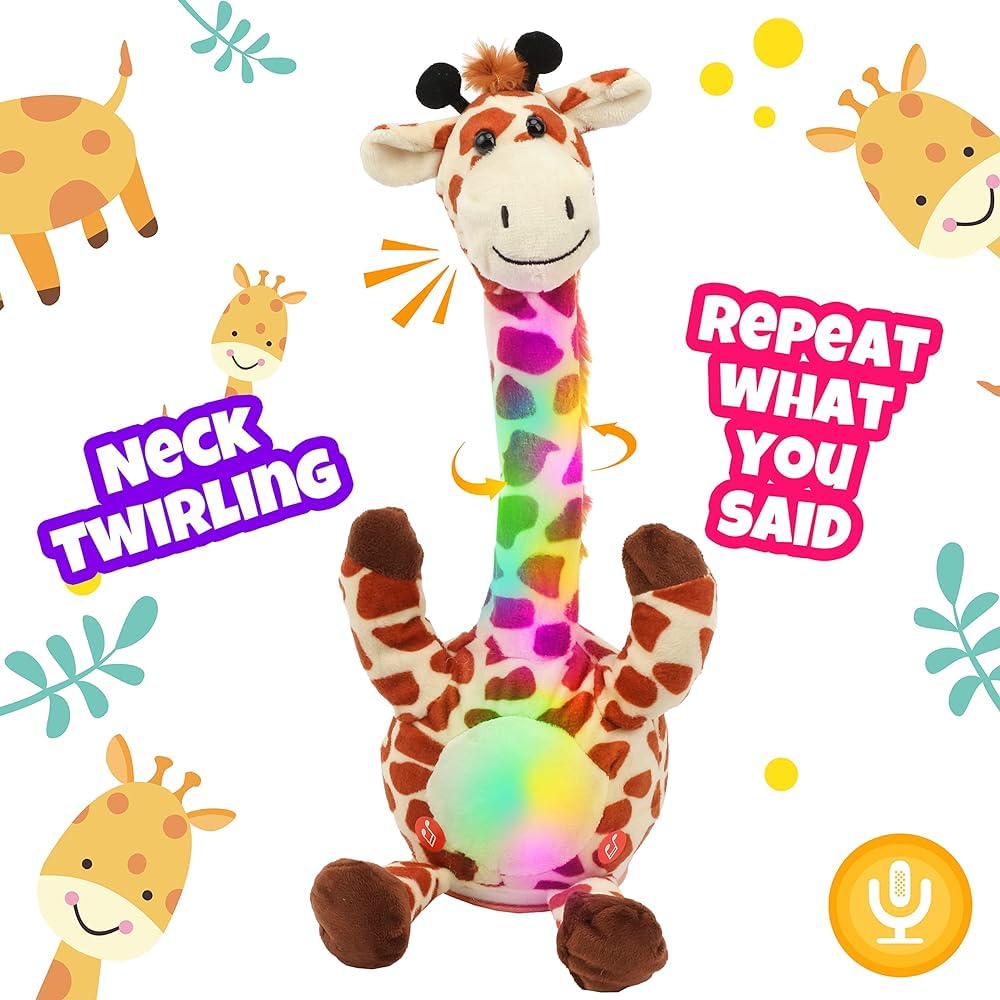 Amazon.com: Hopearl Glowing Dancing Giraffe Toy Repeats What You Say ...