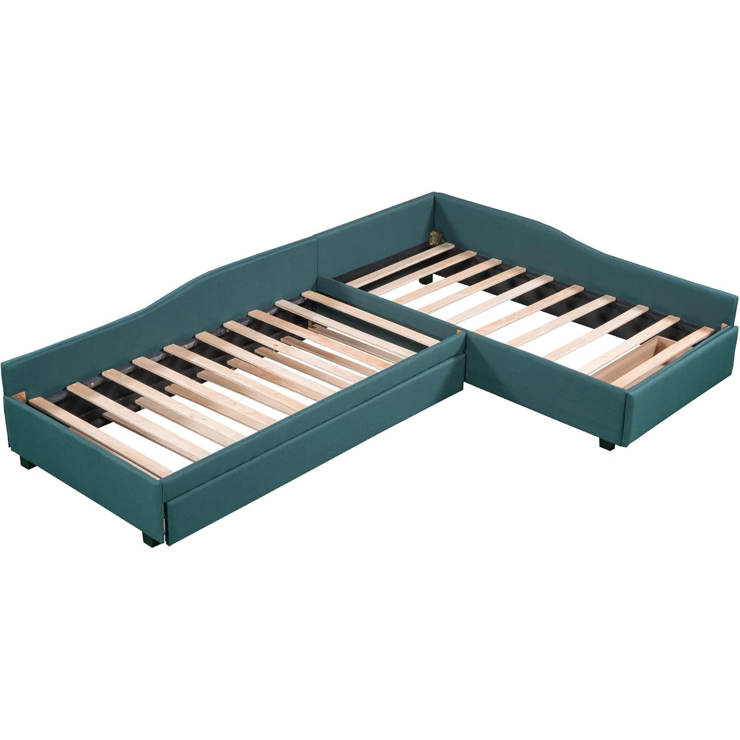 Amazon.com: L-Shape Platform Bed Twin Size Upholstered Daybed with ...