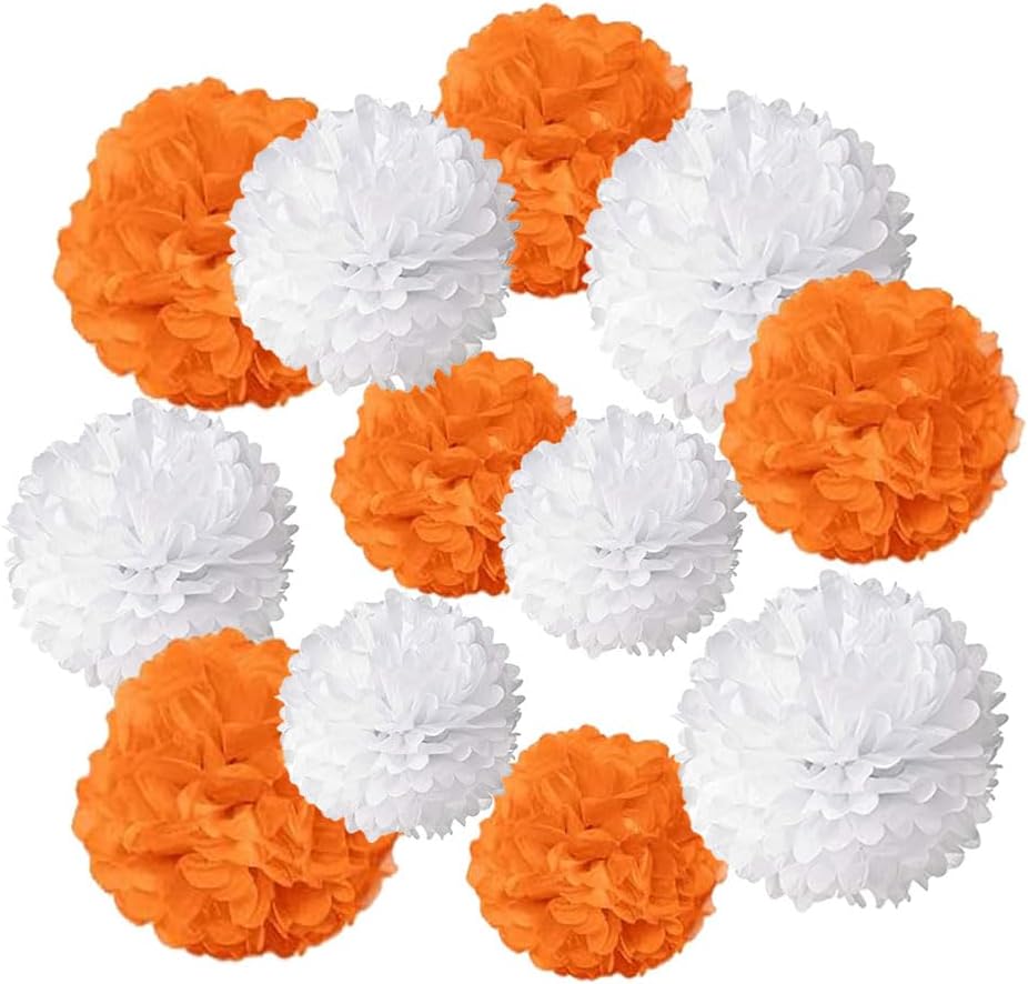 Amazon.com: CC wonderland zone Orange and White Paper Pom Poms,Orange ...