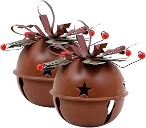 Amazon.com: Rustic Metal Jumbo Jingle Bell with Cut-Out Star Christmas ...