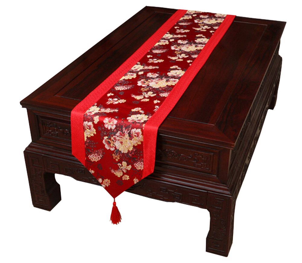 Chinese Silk Table Runners Happy Floral Chinese Table Runner