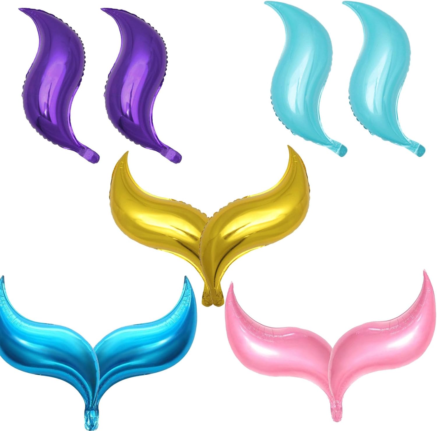 Amazon.com: 10Pcs Mermaid Tail foil Balloons 24inch Curve Mermaid ...
