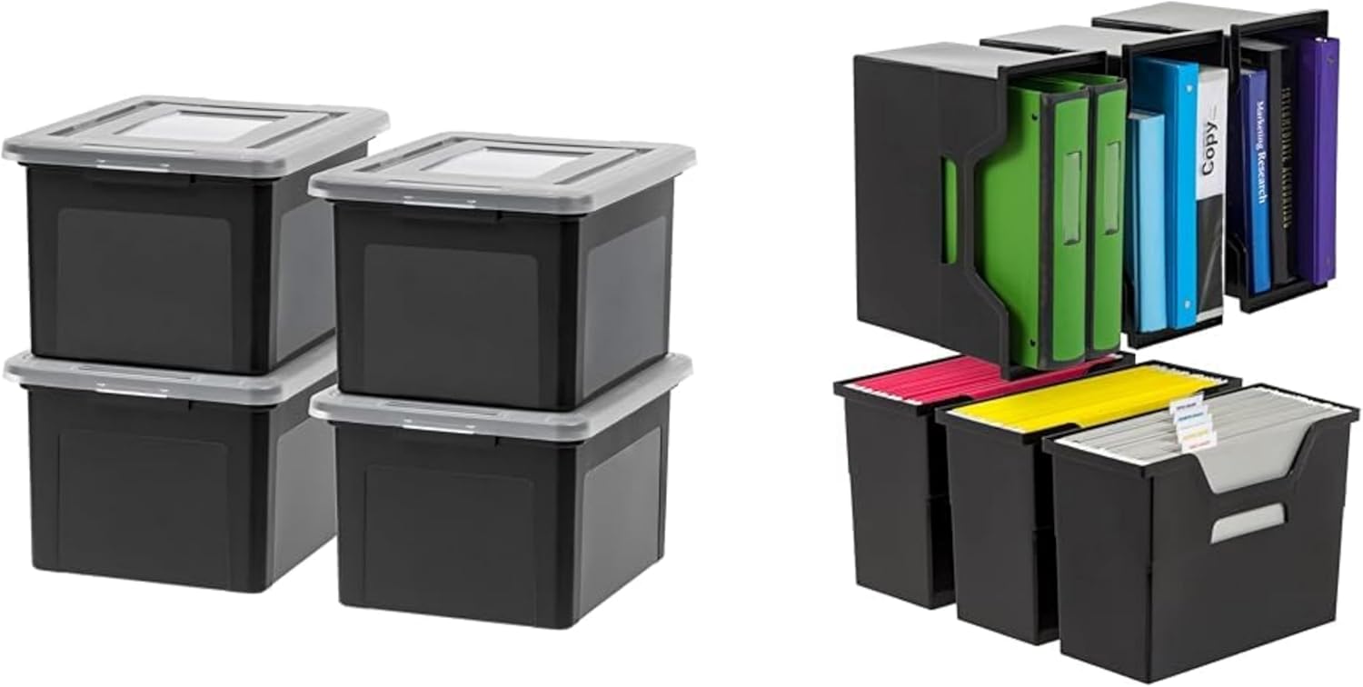 Amazon.com: IRIS USA 35 Qt. Plastic File Box with Lid File Organizer ...