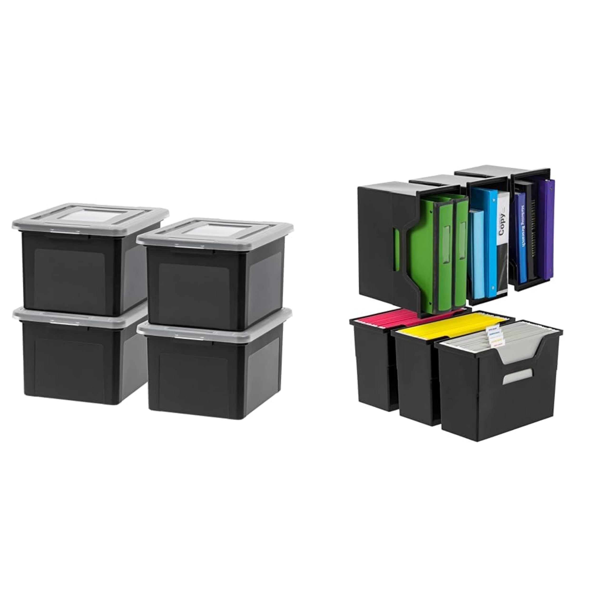 Amazon.com: IRIS USA 35 Qt. Plastic File Box with Lid File Organizer ...