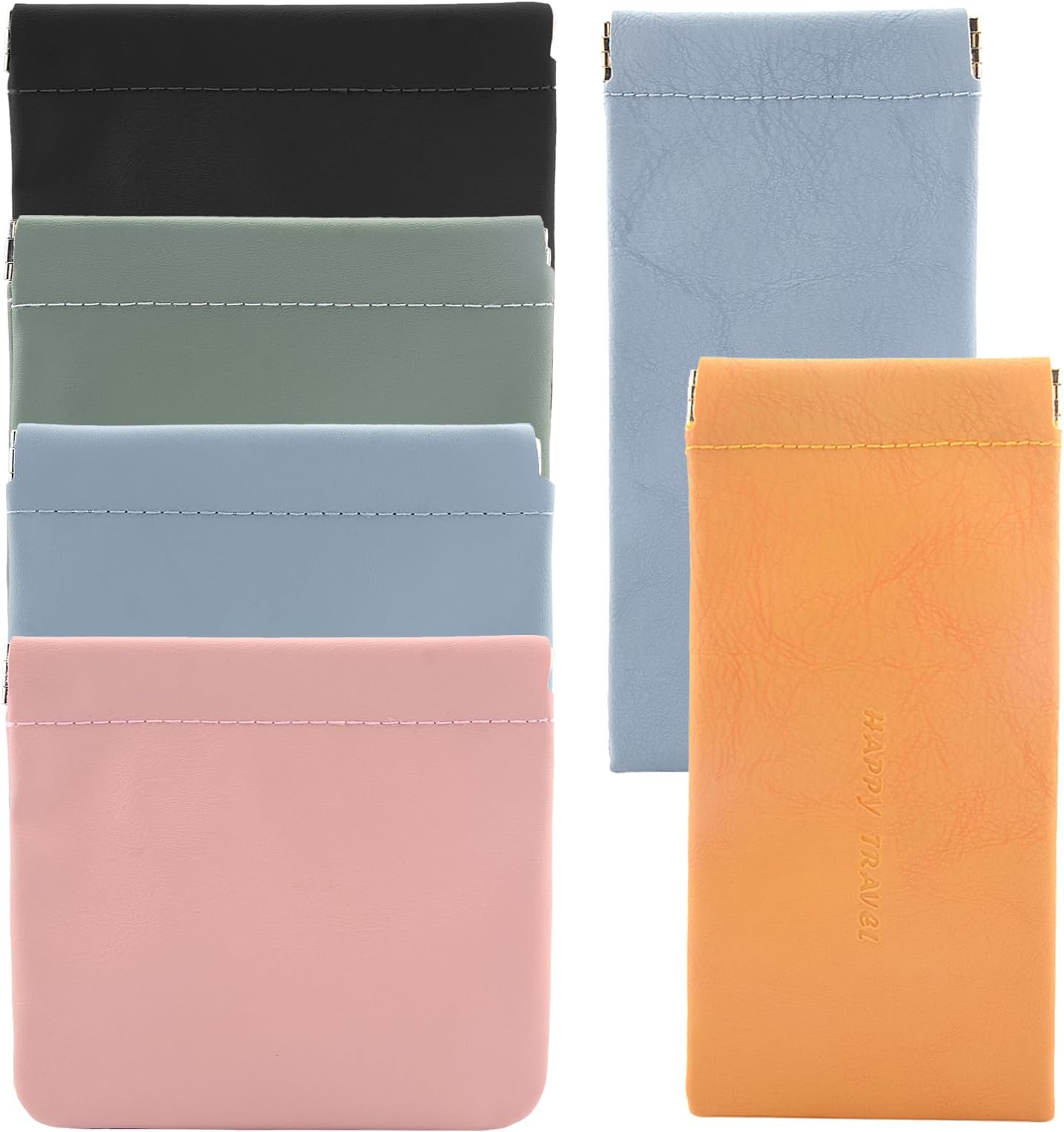 Amazon.com : WSICSE 6 Pcs Lambskin Pocket Cosmetic Bag Squeeze Top, 3 Size Portable No Zipper ...