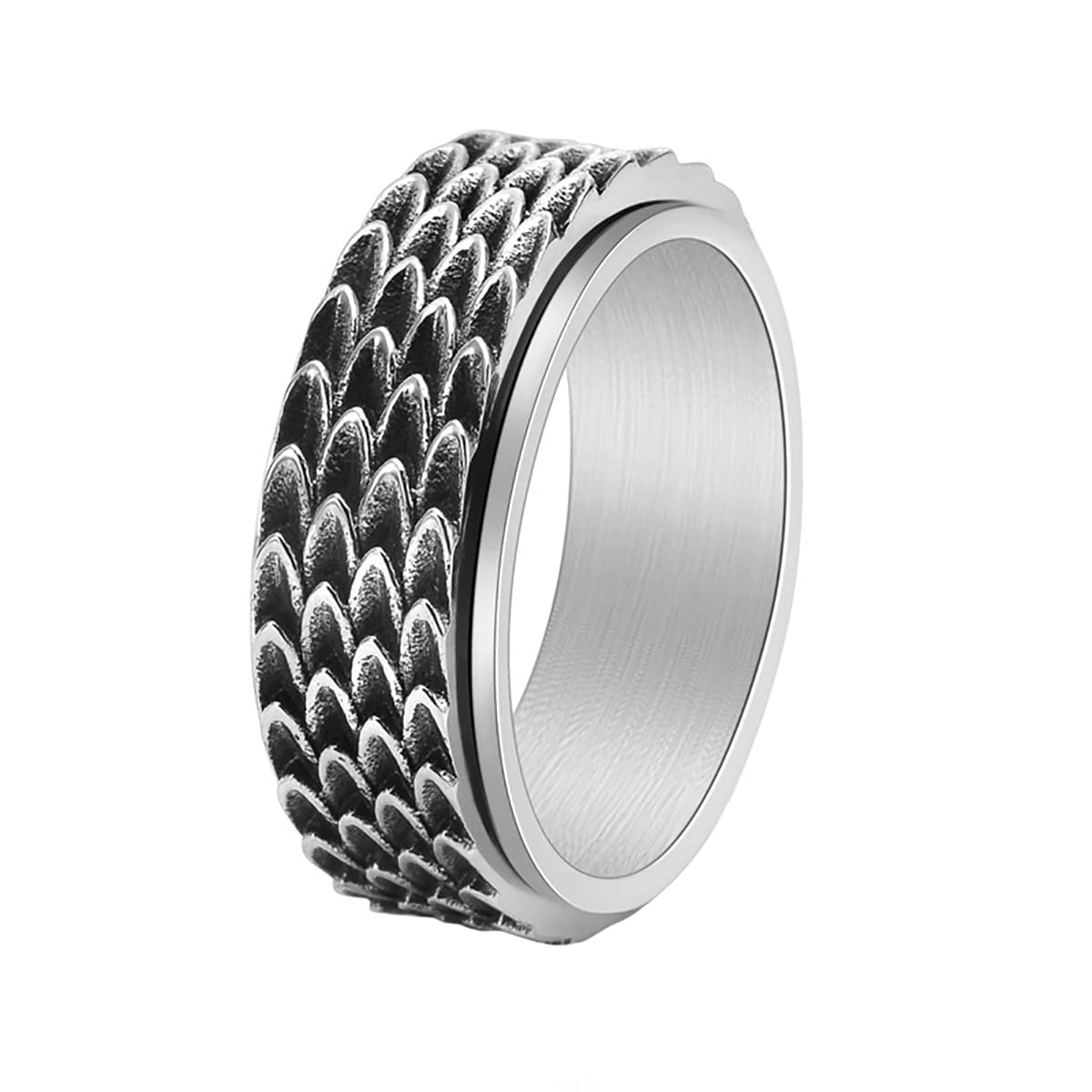 Snapklik.com : Dragon Scale Anxiety Ring For Men Cool Stainless Steel ...