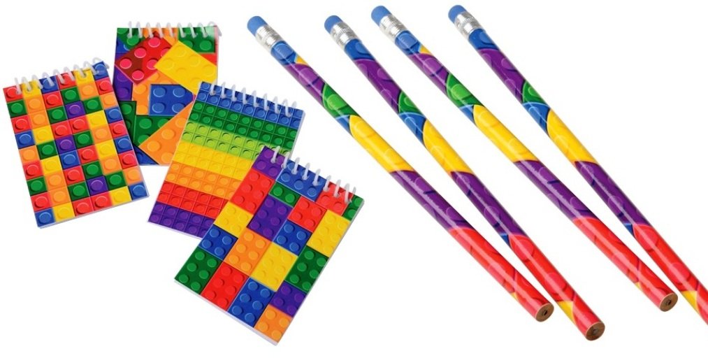 Building Block Themed Mini Notebook & Pencil Set (Pack of 24; 12 Pcs ...
