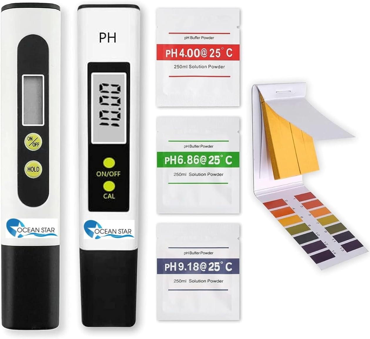 OCEAN STAR Tds Meter Ph Meter and Ph Strip, Full Water Testing Kit with ...