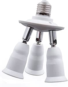 Amazon | E-Simpo マルチ電球アダプタ、E26ソケットスプリッタ、CFL/LEDエジソン電球ベースアダプター, 360度で調整可能な180度の曲げ,光を増やす、暗い部屋を明るく ...