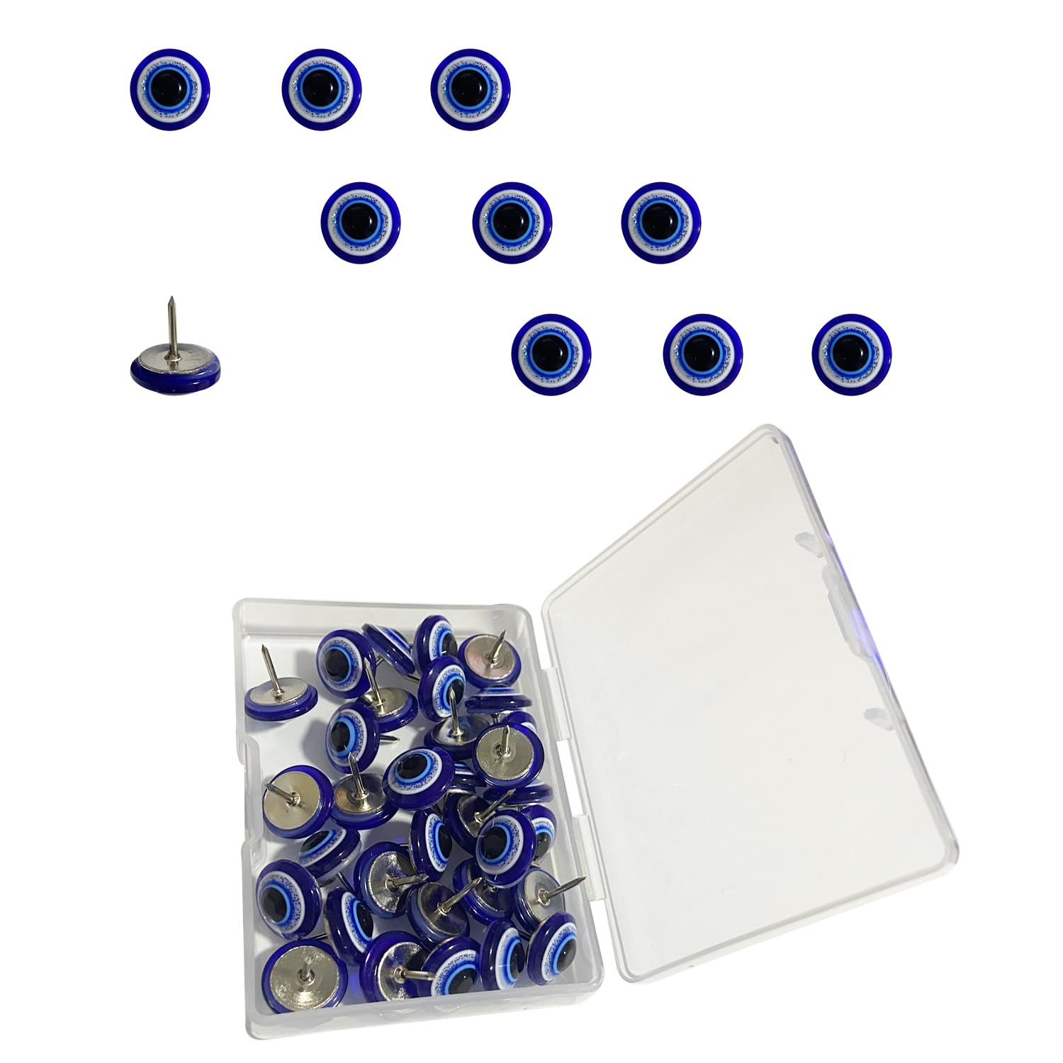 Amazon.com: 30 Pcs Evil Eye Push Pins Mini Decorative Push Pins Blue ...