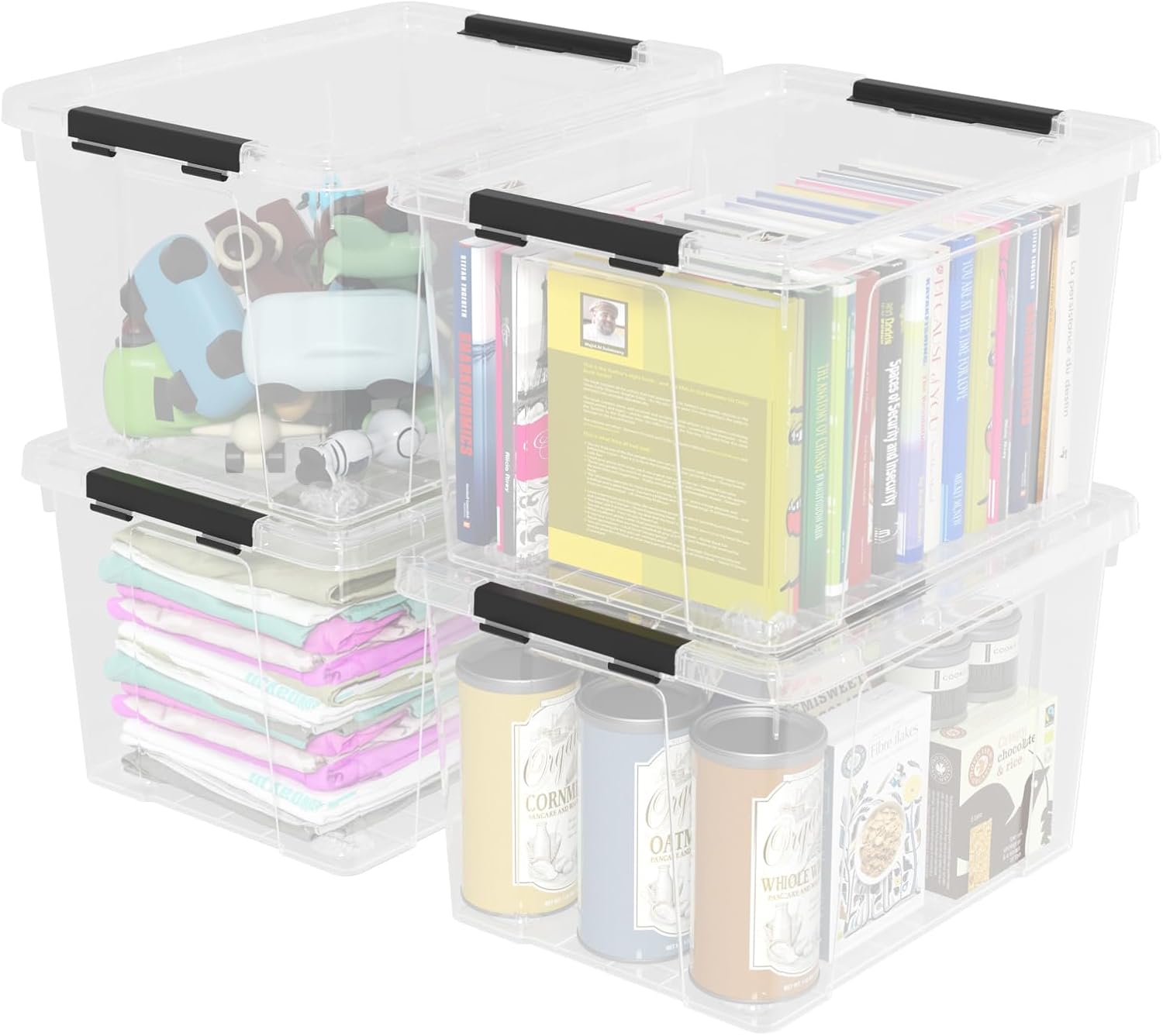 Amazon.com - Neadas 40 Quart Plastic Storage Bin with Lid, Clear ...