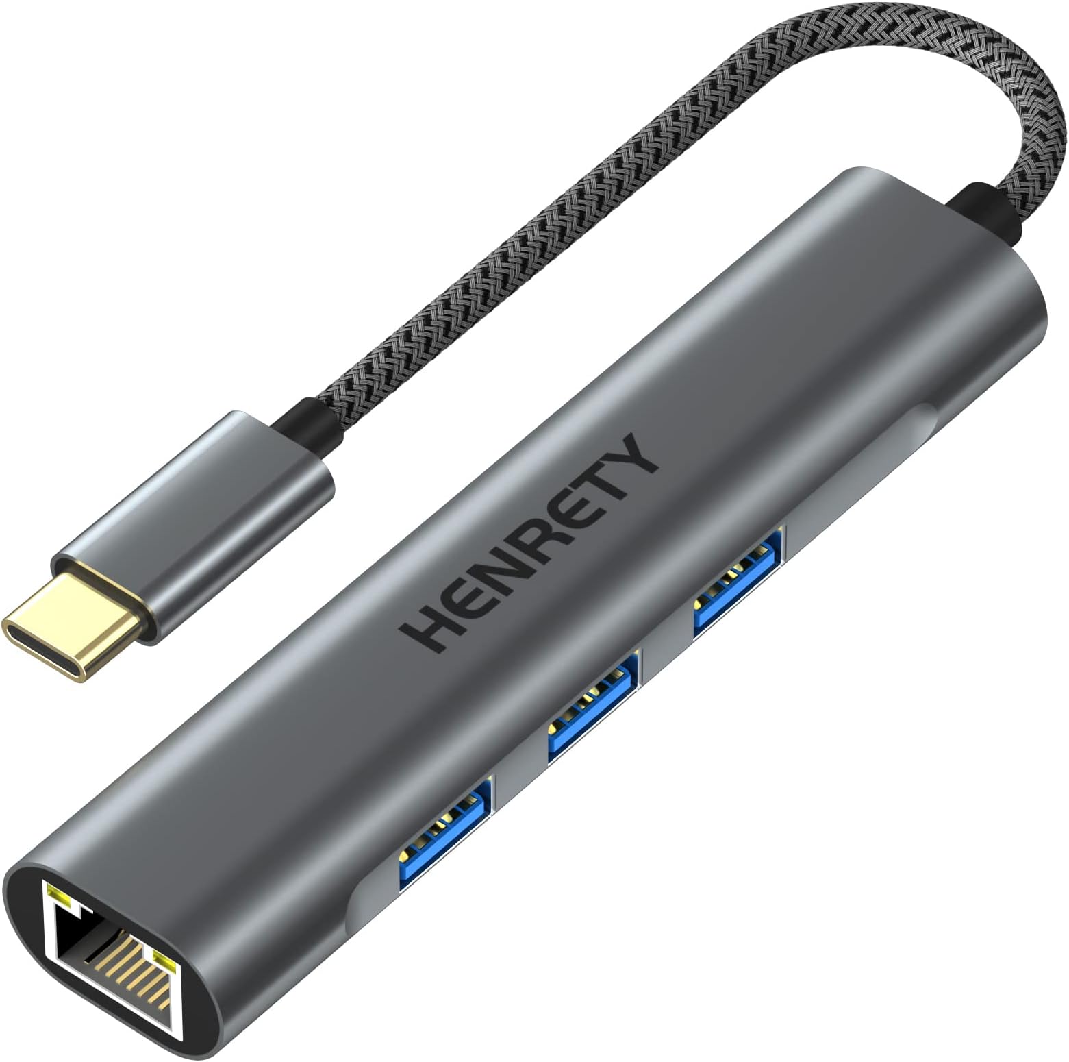 Amazon.com: USB 3.0 Hub Ethernet with USB C Adapter, 3 Port USB 3.0 ...