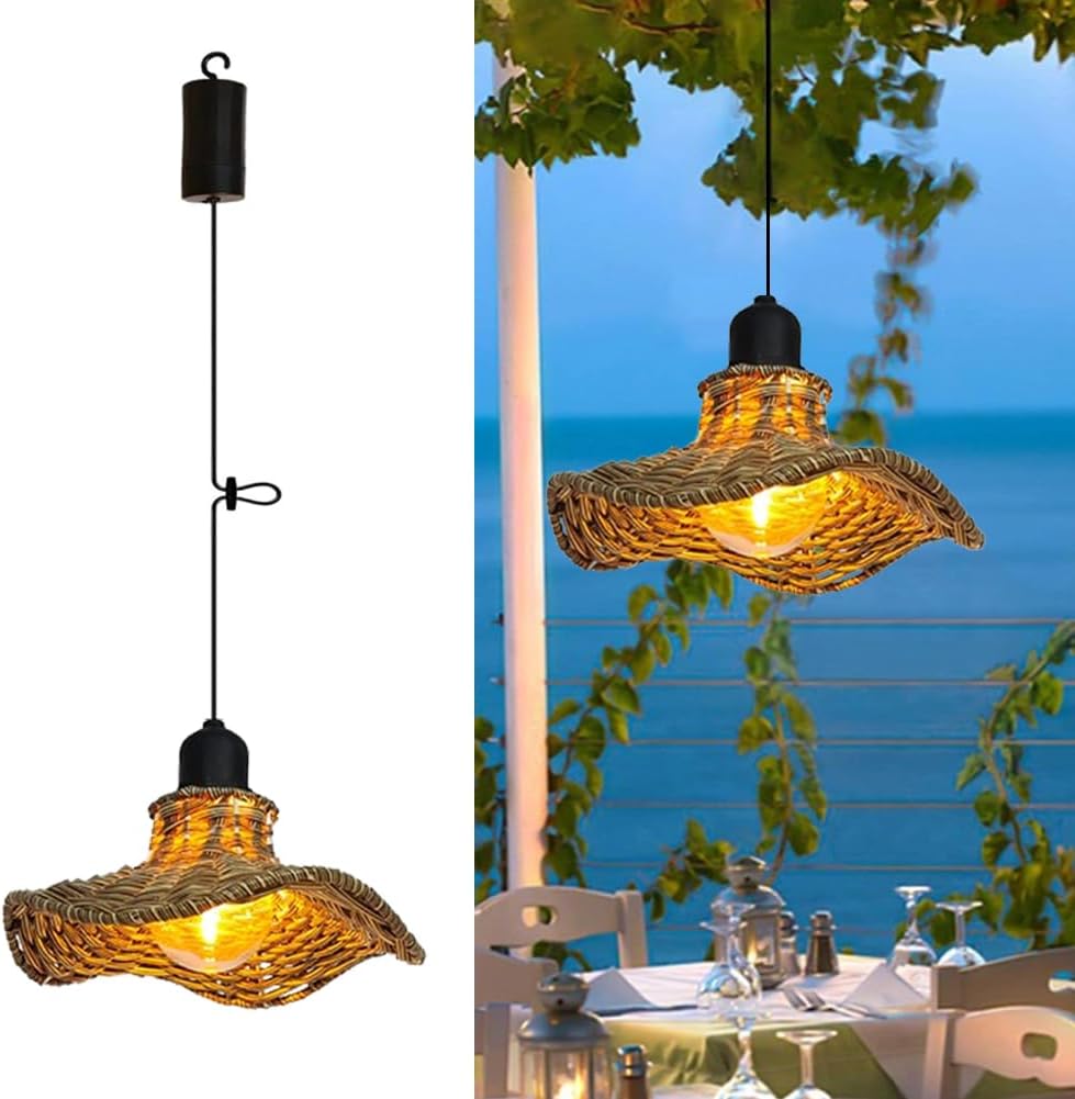 ALL FORTUNE 3 Pack Battery Operated Pendant Light, 7 Inch Outdoor ...