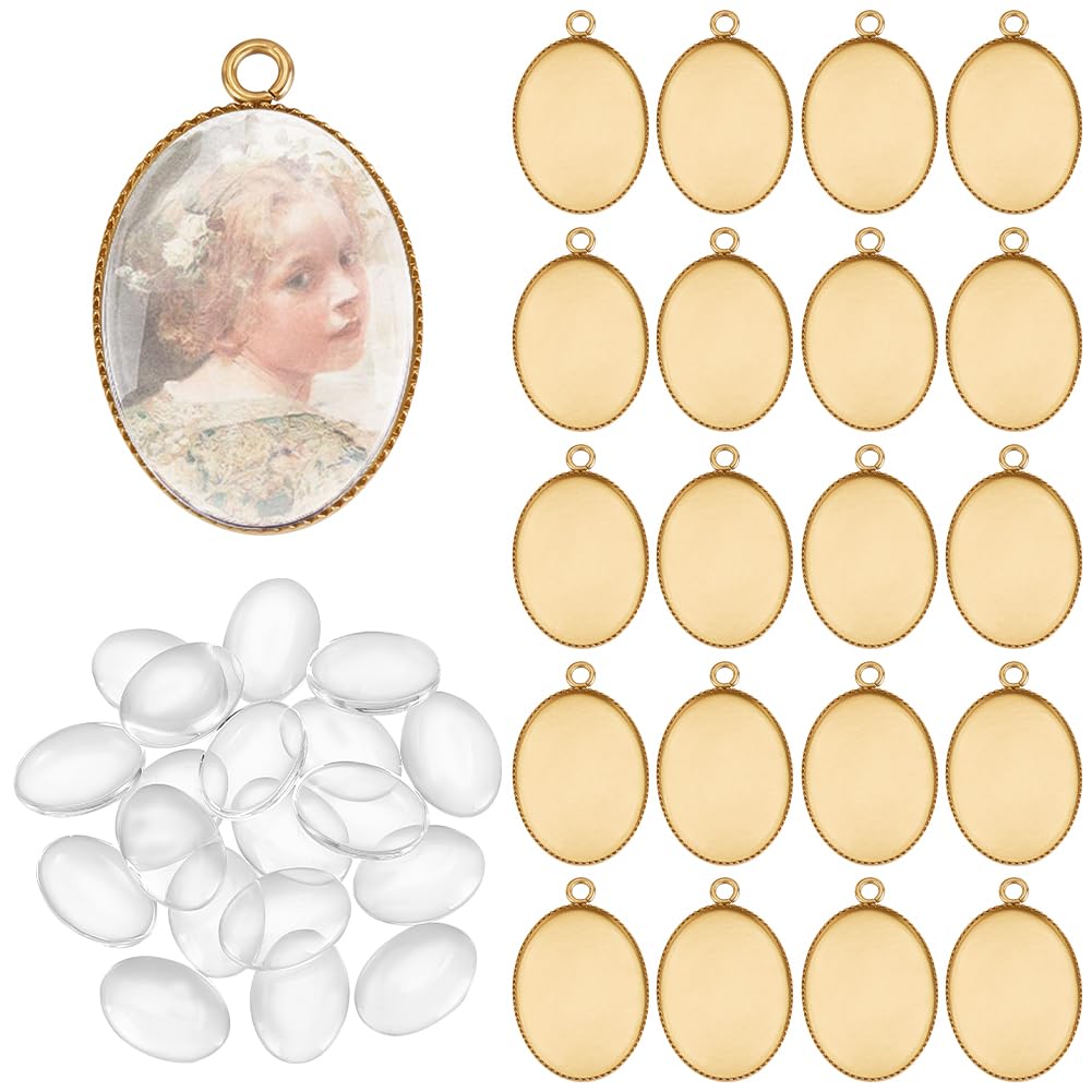 Amazon.com: PH PandaHall 40PCS Oval Bezel Pendant Tray Blanks, 20PCS ...